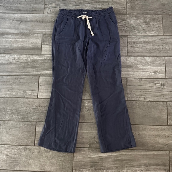 Roxy | Pants & Jumpsuits | Roxy Navy Blue Linen Pants M Drawstring ...